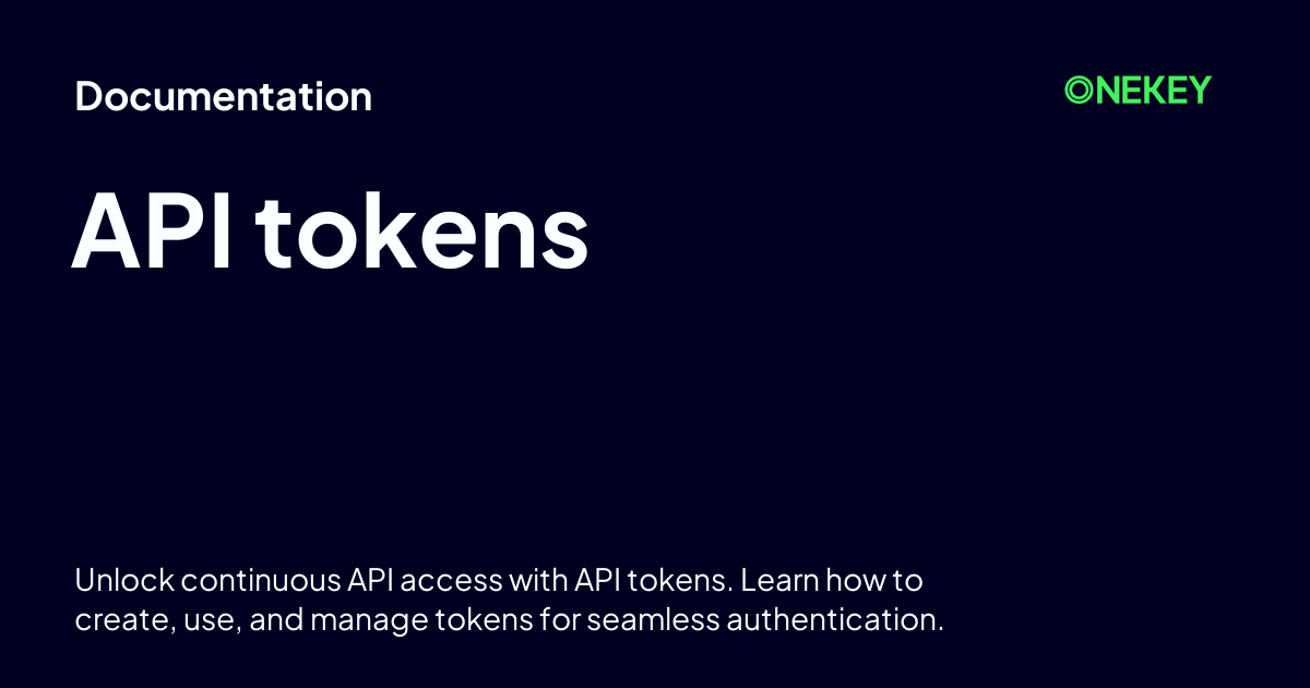API tokens - Documentation