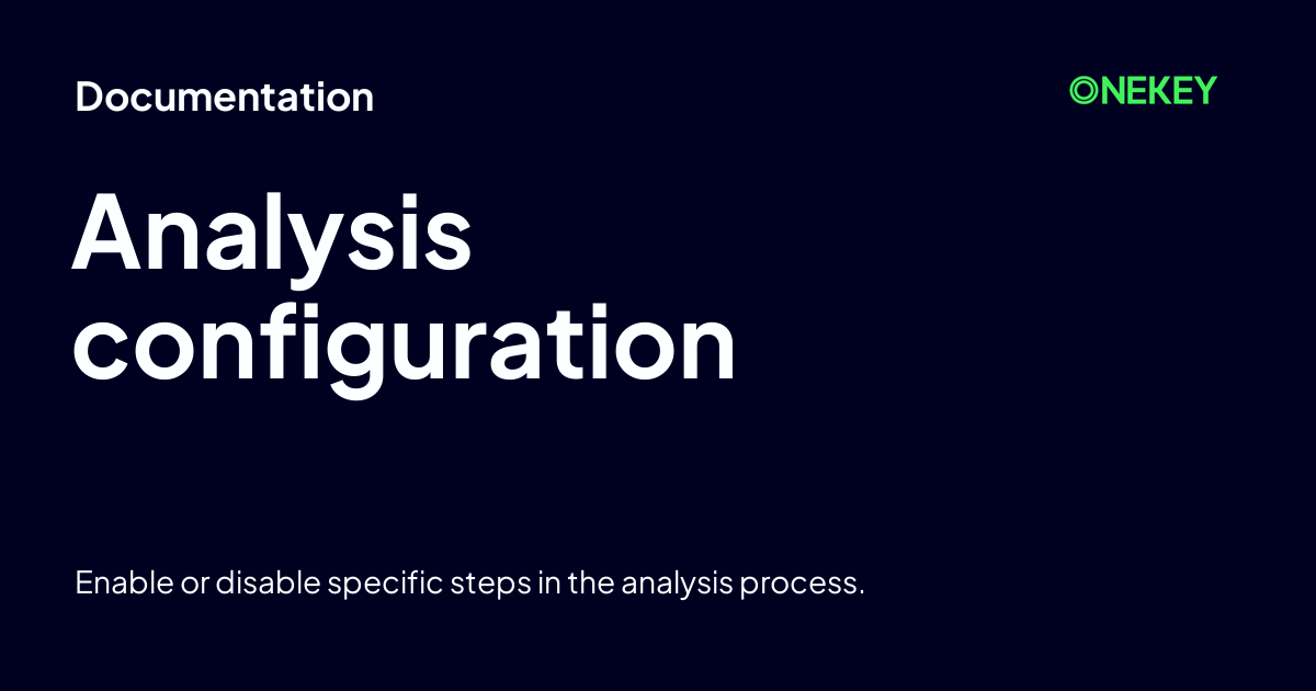 Analysis configuration - Documentation