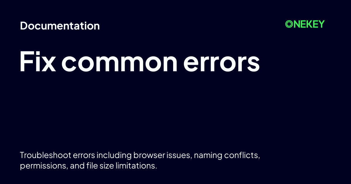 Fix common errors - Documentation