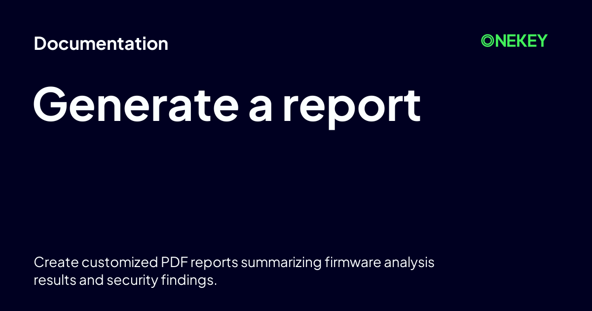 Generate a report - Documentation